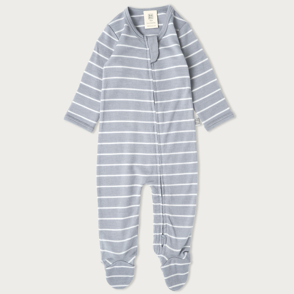Babu Periwinkle Stripe Merino All in One | Stina's Style